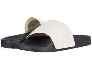 coach signature coated canvas pool slide white 9 d (m)