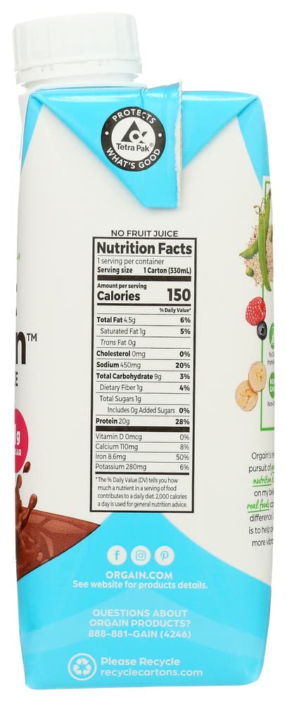 ORGAIN Creamy Chocolate Plant Based Protein Shake, 11 FZ