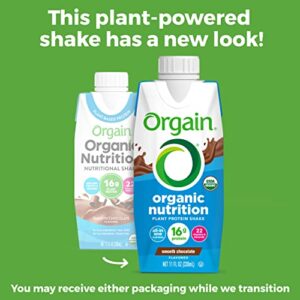 Orgain Organic Vegan Plant Based Nutritional Shake, Smooth Chocolate - Meal Replacement, 16g Protein, 22 Vitamins & Minerals, Dairy Free, Gluten Free, 11 Fl Oz (Pack of 4)