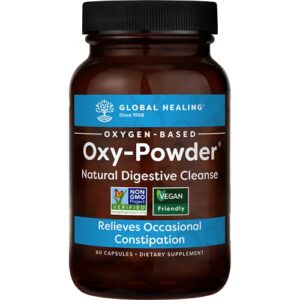 global healing center oxy-powder oxygen based safe and natural colon cleanser and relief from occasional constipation (60 capsules)