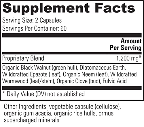 Global Healing Paratrex - Gut Health Cleansing & Intestinal Detox Support - Cleanse Supplement with Organic Wormwood, Neem, Black Walnut and Diatomaceous Earth for Human Adults - 120 Capsules