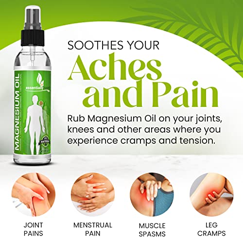 Magnesium Oil Spray - Large 8oz Size - Extra Strength - 100% Pure for Less Sting - Less Itch - Essential Mineral Source - Made in USA