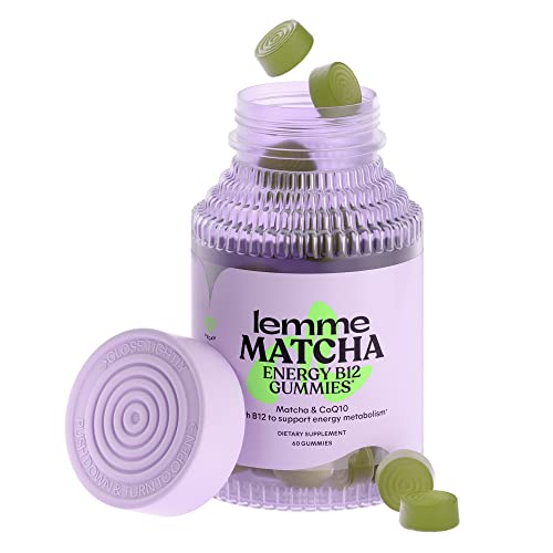 Lemme Matcha Superfood Energy Gummies with Organic Matcha Green Tea, Vitamin B12 and Antioxidant CoQ10 to Support Cellular Energy, Metabolism & Healthy Skin - Vegan, Gluten Free, Non GMO (60 Count)