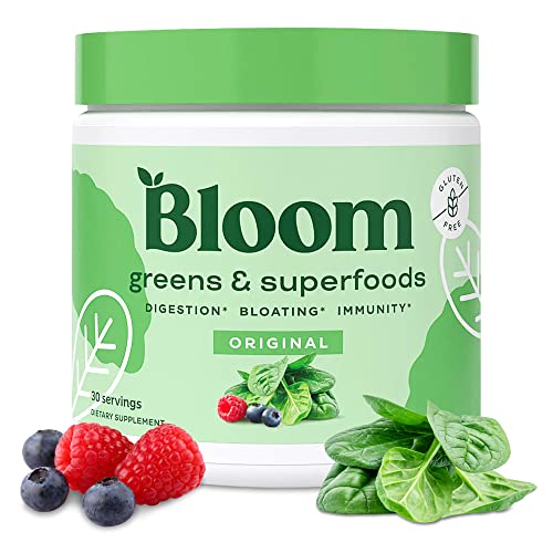 Bloom Nutrition Super Greens Powder Smoothie & Juice Mix - Probiotics for Digestive Health & Bloating Relief for Women, Digestive Enzymes with Superfood Spirulina & Chlorella for Gut Health (Original)