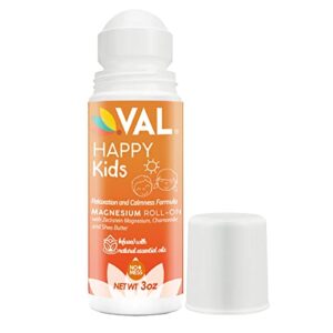 val magnesium for kids roll-on applicator, relaxation formula for children, zechstein magnesium chloride, chamomile, shea butter and natural essential oils to help kids sleep, support balanced mood