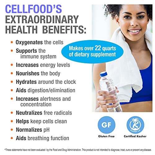 Cellfood Liquid Concentrate, 1 fl oz - Oxygen + Nutrient Supplement - Supports Immune System, Energy, Endurance, Hydration & Overall Health - Gluten Free, Cert. Kosher - Makes Over 22 Quarts