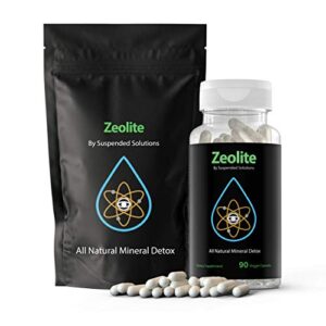 suspended solutions – zeolite clinoptilolite – 90 capsules – responsibly mined – all natural mineral detox removes chemicals safely and effectively – restores gut health and boosts immunity