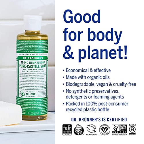 Dr. Bronner’s Pure-Castile Liquid Soap (8 oz, Almond)