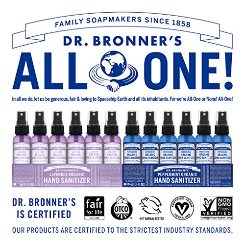 Dr. Bronner's - Organic Hand Sanitizer Spray (Lavender, 2 Ounce, 2-Pack) - Simple and Effective Formula, Cleanses & Sanitizes, No Harsh Chemicals, Moisturizes and Cleans Hands