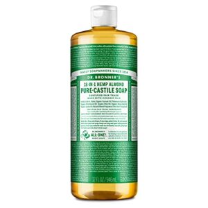 dr. bronner’s – pure-castile liquid soap (almond, 32 ounce) – made with organic oils, 18-in-1 uses: face, body, hair, laundry, pets and dishes, concentrated, vegan, non-gmo