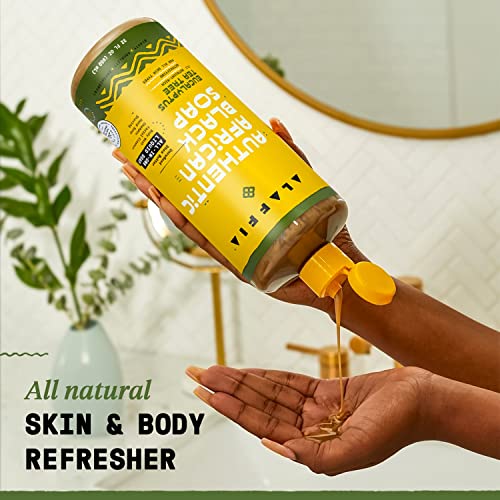 Alaffia Skin Care, Authentic African Black Soap, All in One Liquid Soap, Acne Face Wash, Moisturizing Body Wash, Shampoo, Shaving Soap, Shea Butter, Eucalyptus Tea Tree , 32 Fl Oz