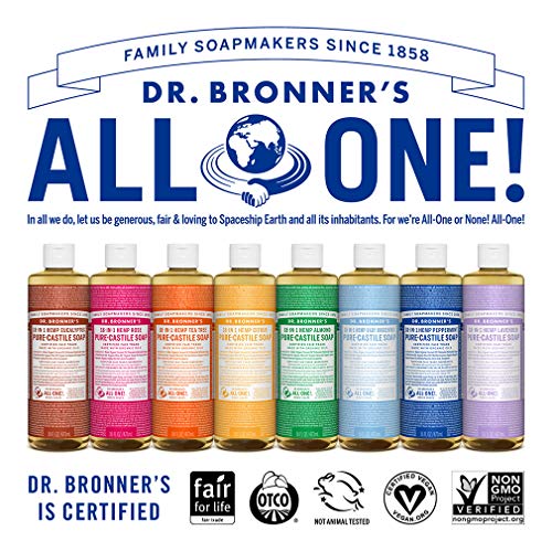 Dr. Bronner’s Pure Castile Liquid Soap Made with Organic Oils, 18-in-1 Uses, Peppermint, 16 oz (2Pack)