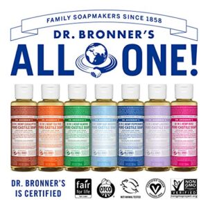 Dr. Bronner’s - Pure-Castile Liquid Soap (Lavender, 4 ounce) - Made with Organic Oils, 18-in-1 Uses: Face, Body, Hair, Laundry, Pets and Dishes, Concentrated, Vegan, Non-GMO