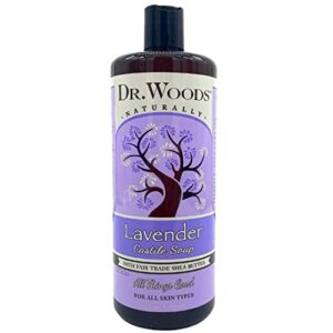 dr. woods pure lavender castile soap with organic shea butter, 32 ounce