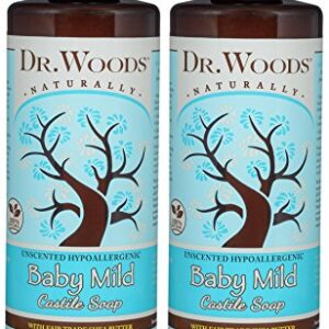 Dr. Woods Unscented Baby Mild Liquid Castile Soap with Organic Shea Butter, 16 Ounce (Pack of 2)