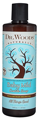 Dr. Woods Unscented Baby Mild Liquid Castile Soap with Organic Shea Butter, 16 Ounce (Pack of 2)