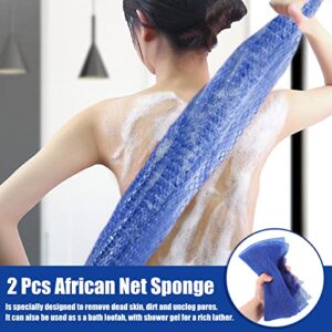 2 Pcs African Net Sponge, African Exfoliating Net Bath Sponge Body Scrubber Net Washcloth Back Scrubber Skin Smoother for Daily Use