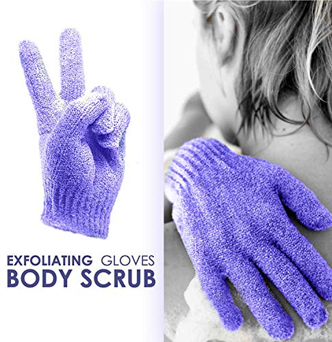 EXCLAIM BEAUTY Exfoliating Gloves Body Scrubber Gloves for Shower, Spa, Massage Shower Gloves Dual Texture Bath Gloves | Dead Skin Remover with Adjustable Straps