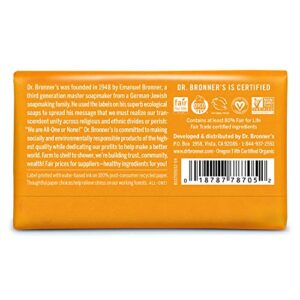 Dr. Bronner's - Pure-Castile Bar Soap - Citrus, Made w/Organic Oils, For Face, Body, & Hair, Gentle & Moisturizing, Smooth Lather, Biodegradable, Vegan, Cruelty-Free, Non-GMO (5oz, 12-Pack)