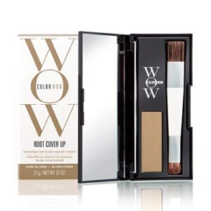 color wow root cover up, dark blonde – instantly cover greys + touch up highlights, create thicker looking hairlines, water resistant, sweat resistant – no mess multi award winning root touch up