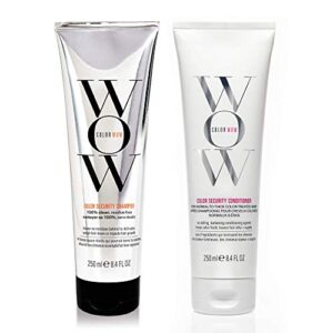 color wow color security shampoo & color security conditioner duo, for normal to thick hair, no parabens, no sulfates, cruelty free, residue free, vegan for super glossy, hydrated, silky soft hair