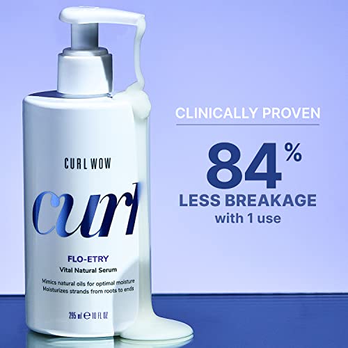 Curl Wow Flo-etry Vital Natural Serum – With Naked Technology; Rich-oil blend moisturizes dry, dehydrated strands from root to tip for instantly plump, plush, juicy curls. No weight or greasy feel!