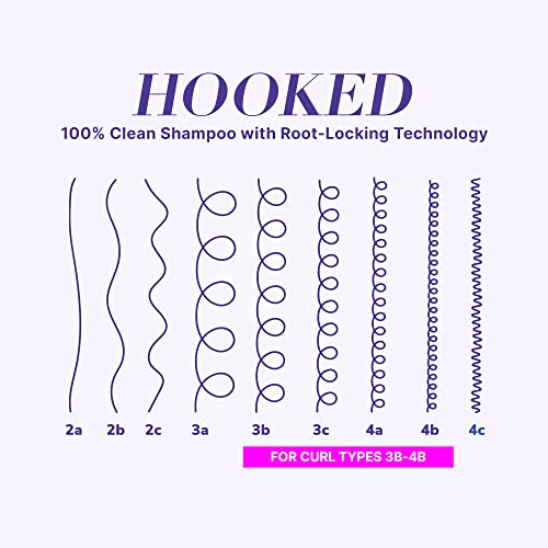 Curl Wow Hooked 100% Clean Shampoo with Root-Locking Technology – Rich-lathering, sulfate-free formula leaves no residues + helps anchor hair to stop shedding