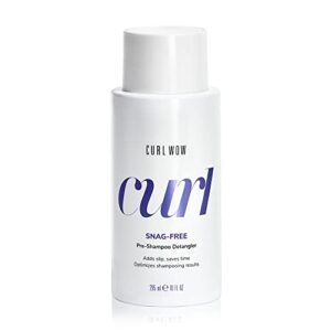 curl wow snag-free pre-shampoo detangler – adds slip to curls before you shampoo for tangle-free washing and a deeper, fresher clean; reduce breakage