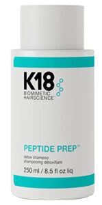 k18 peptide prep color safe detox clarifying shampoo -skincare-inspired ingredients to nourish hair while removing buildup for a clean, healthy hair canvas, 8.5 fl oz