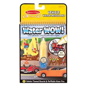 melissa & doug on the go water wow! reusable water-reveal activity pad – vehicles – stocking stuffers, mess free coloring books for toddlers ages 3+, travel toys