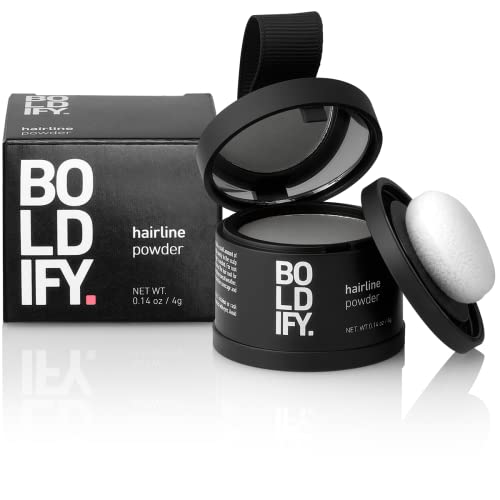 BOLDIFY Hairline Powder Instantly Conceals Hair Loss, Root Touch Up Hair Powder, Hair Toppers for Women & Men, Hair Fibers for Thinning Hair, Root Cover Up, Stain-Proof 48 Hour Formula (Grey)