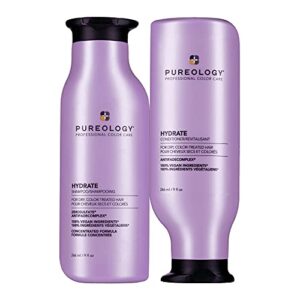 pureology hydrate moisturizing shampoo | for medium to thick dry, color treated hair | sulfate-free | vegan