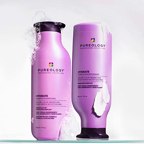 Pureology Hydrate Moisturizing Shampoo | For Medium to Thick Dry, Color Treated Hair | Sulfate-Free | Vegan