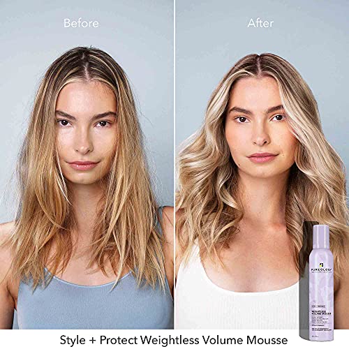 Pureology Style + Protect Weightless Volume Mousse | For Fine, Color-Treated Hair | Lightweight, Volumizing Mousse | Sulfate-Free | Vegan | Updated Packaging | 8.4 Oz. |