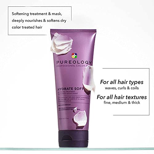 Pureology Hydrate Soft Softening Treatment For Dry, Color-Treated Hair Nourishing Treatment Adds Softness, Sulfate-Free, Vegan, 6.7 Fl. Oz.