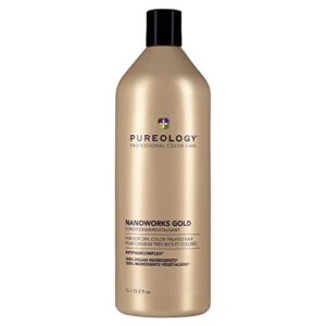 pureology nanoworks gold conditioner | for very dry, color-treated hair | restores & strengthens hair | sulfate-free | vegan | updated packaging | 33.8 fl. oz. |