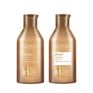 redken all soft shampoo and conditioner | for dry / brittle hair | provides intense softness and shine | with argan oil