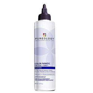 pureology color fanatic top coat + tone blue high-gloss hair toner | toning hair gloss for color-treated hair | glaze for dark blonde to brunette hair | 6.7 fl oz