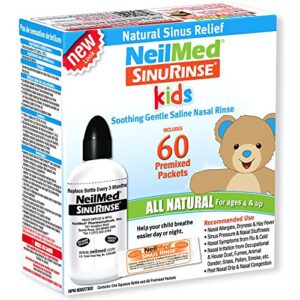 neilmed’s sinus rinse, pediatric, complete saline nasal rinse kit 60 premixed packets