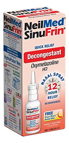 NeilMed SinuFrin Decongestant 12 Hour Nasal Congestion Relief Spray - 30mL Bonus Pack