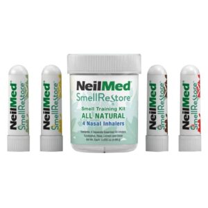 NeilMed Smell Restore - All Natural Smell Training Kit with 4 Separate Essential Oil Inhalers. Eucalyptus, Rose, Lemon and Clove