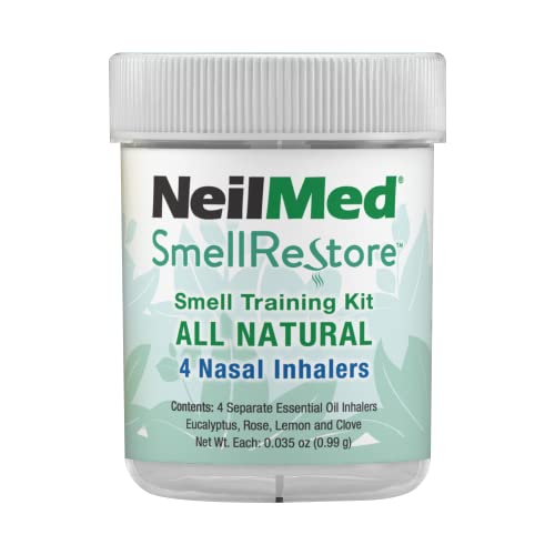 NeilMed Smell Restore - All Natural Smell Training Kit with 4 Separate Essential Oil Inhalers. Eucalyptus, Rose, Lemon and Clove