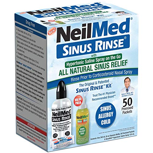 NeilMed Sinus Rinse Kit with Nasamist Extra Strength Hypertonic Saline Spray, 1 Count