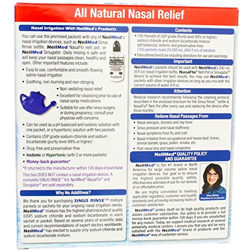 NeilMed's Sinus Rinse Pre-Mixed Packets, 100-Count Boxes