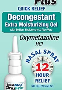 NeilMed SinuFrin Plus Decongestant 12 Hour Nasal Congestion Moisturizing Gel with Sodium Hyaluronate & Aloe Vera - 30mL Bonus Pack