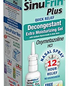 NeilMed SinuFrin Plus Decongestant 12 Hour Nasal Congestion Moisturizing Gel with Sodium Hyaluronate & Aloe Vera - 30mL Bonus Pack