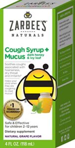 zarbee’s children’s cough syrup + mucus daytime, grape 4oz