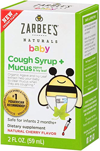 Zarbee's Children's Cough Syrup + Mucus with Dark Honey, Vitamin C, Zinc & Ivy Leaf Extract, Drug & Alcohol-Free, Cherry Flavor, 2Fl Oz