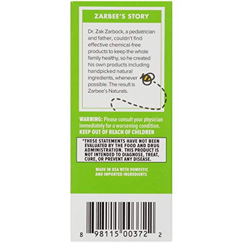 Zarbee's Children's Cough Syrup + Mucus with Dark Honey, Vitamin C, Zinc & Ivy Leaf Extract, Drug & Alcohol-Free, Cherry Flavor, 2Fl Oz