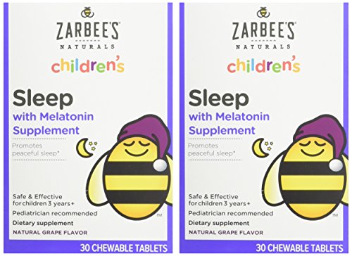 Zarbee's Naturals Children's Sleep Melatonin Supplement Chewable Tablets Grape Flavor - 30 ct, Pack of 2